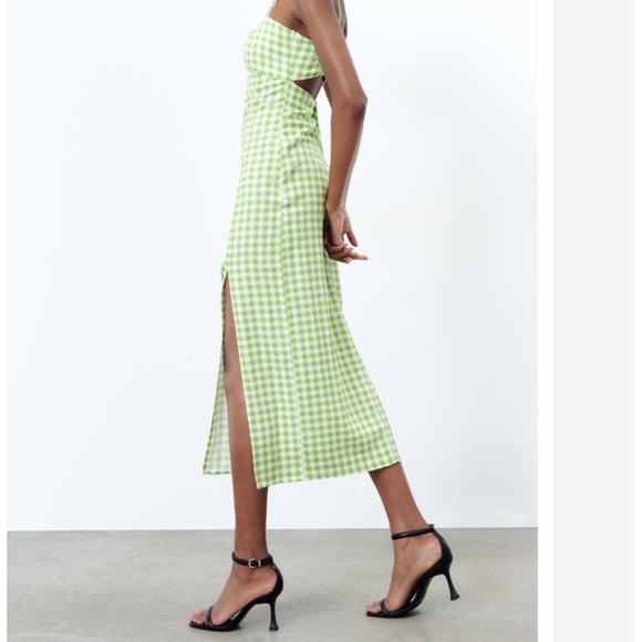 Zara | Dresses | Zara Linen Blend Gingham Midi Dress | Poshmark